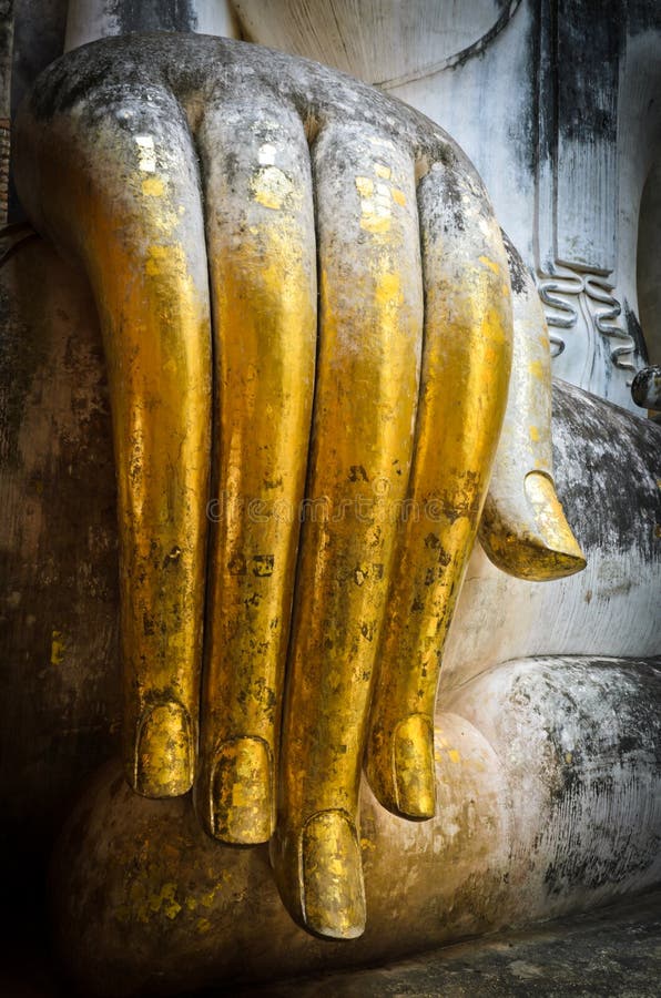 Hand Of Buddha Image In Wat Si Chum, Sukhothai, Thailand Stock Photo ...