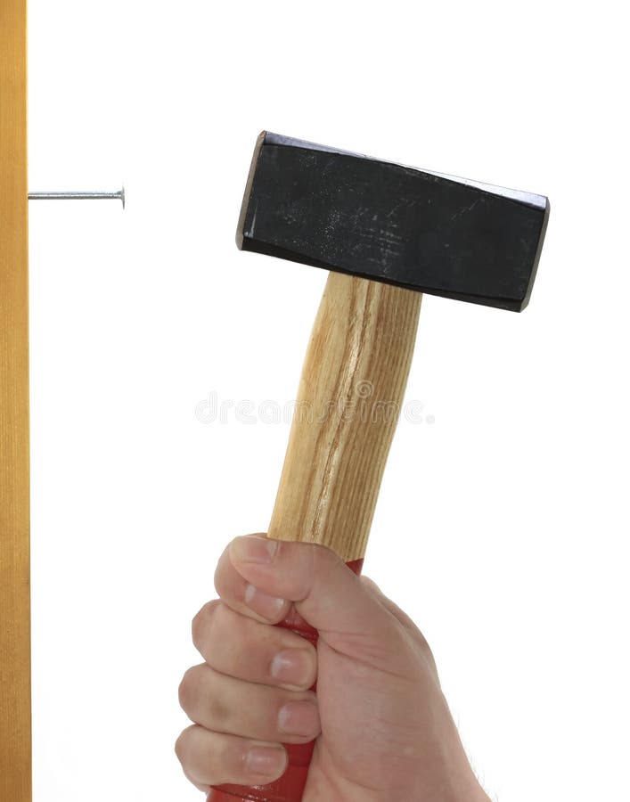 Hand with a big hammer stock image. Image of estate, handle - 21104597