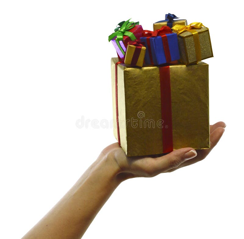 Hand With Big And Small Boxes Stock Image - Image of closeup, merry ...
