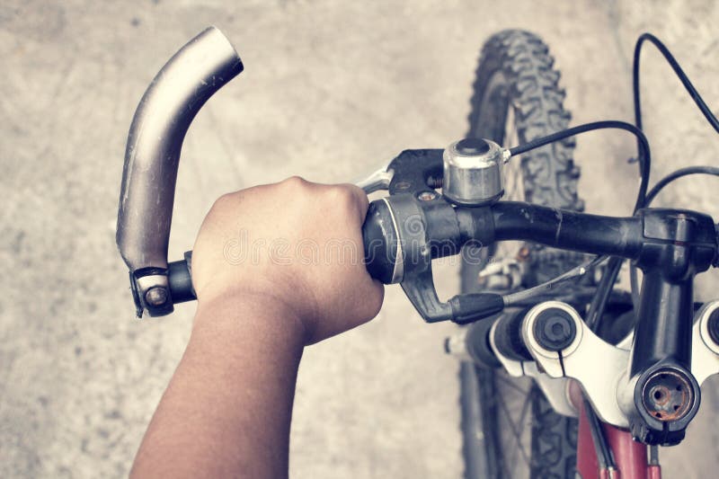 Hand with bike stock photo. Image of path, close, bike - 47644044