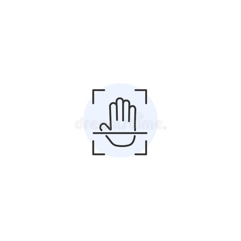 Hand Biometric Id Line Icon. Handprint Authorization Scan Stock Vector ...