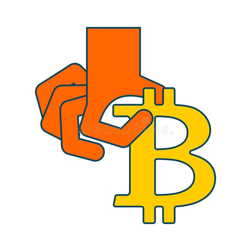 Hand and Bitcoin. Cryptocurrency Profit Stock Vector - Illustration of ...