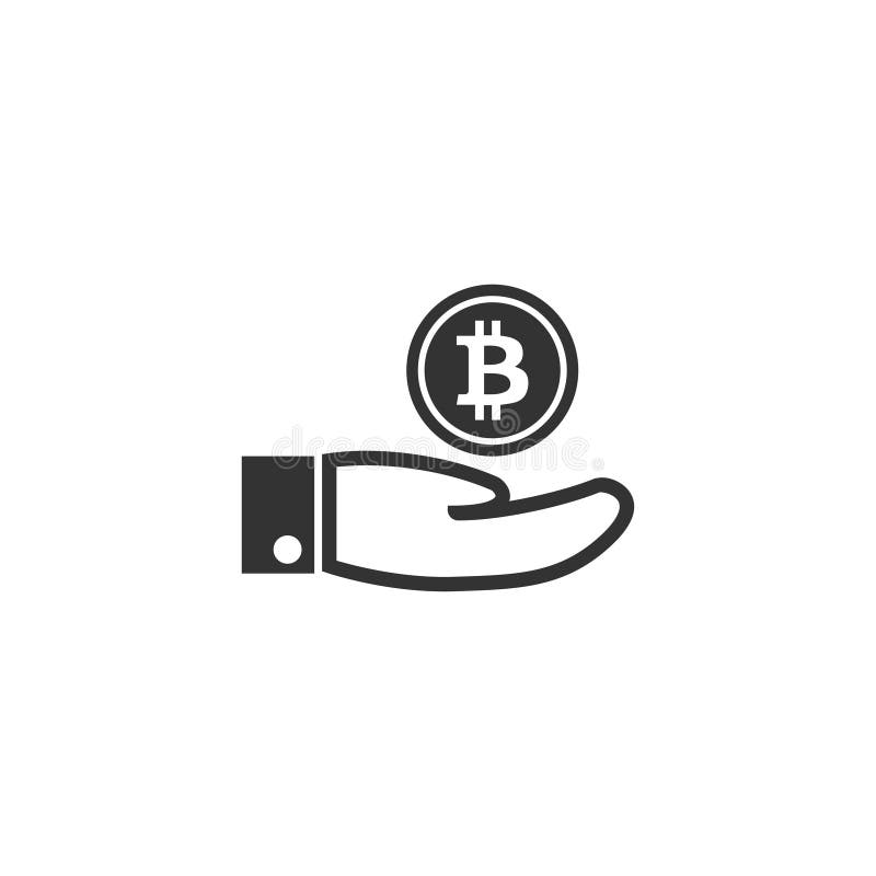 Hand with Bitcoin Icon in Simple Design. Vector Illustration Stock ...