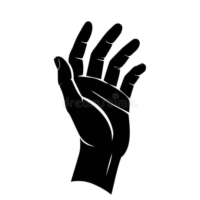 Hand Black Icon Isolated Human Hand Black Silhouette Vector Stock ...