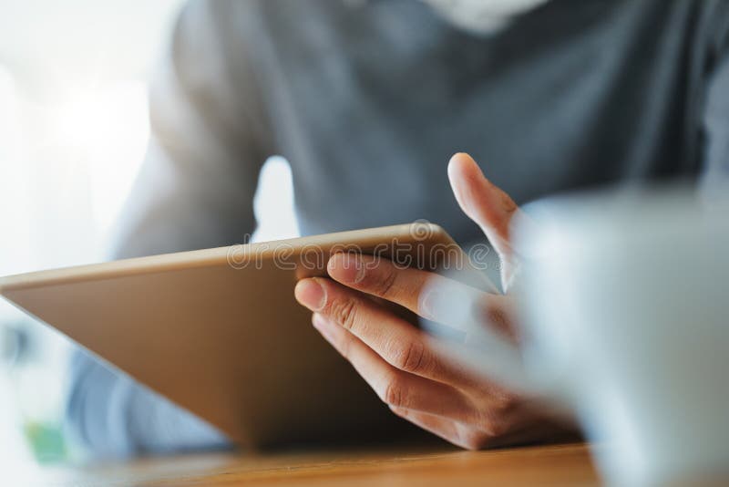 Hand of a Black Man Holding a Tablet Pc Stock Photo - Image of hair ...