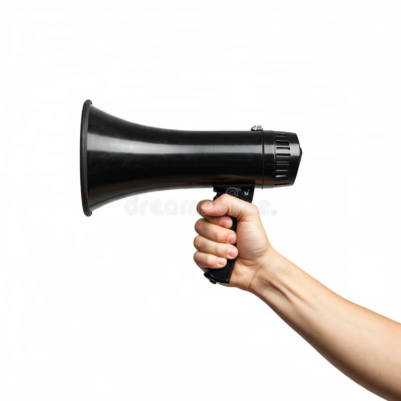 Hand with a Black Megaphone Side View Stock Illustration - Illustration ...