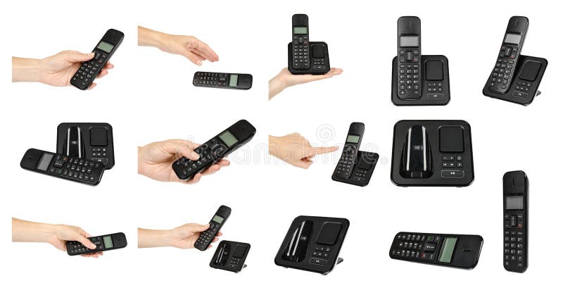 Hand with Black Office Phone, Set and Collection Stock Image - Image of ...