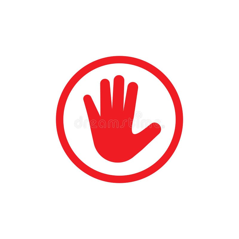 Hand Blocking Sign Stop Red on White, Stock Vector Illustration Stock ...