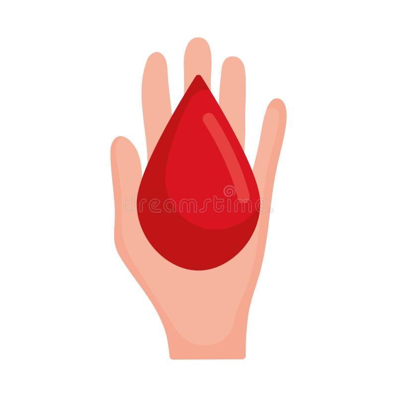 Hand with Blood Drop Medical Charity Donation and Love Line Icon Stock ...