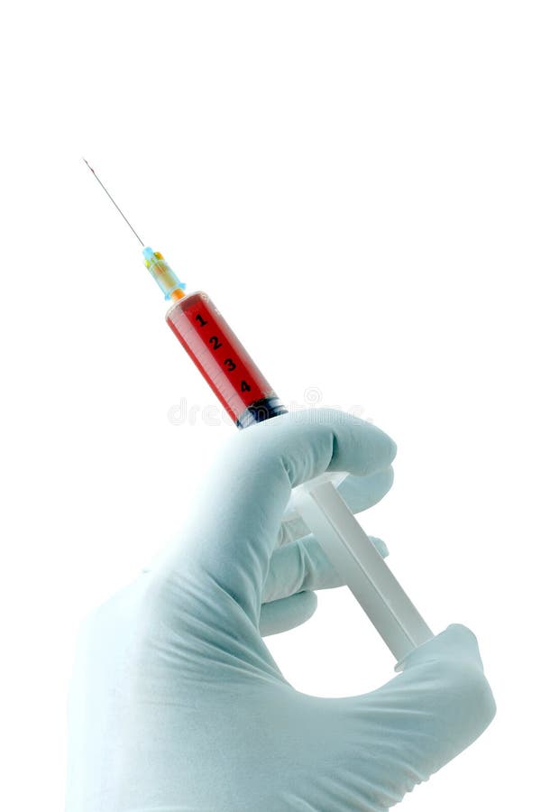 Hand with blood Syringe stock image. Image of blood, extracted - 7101667