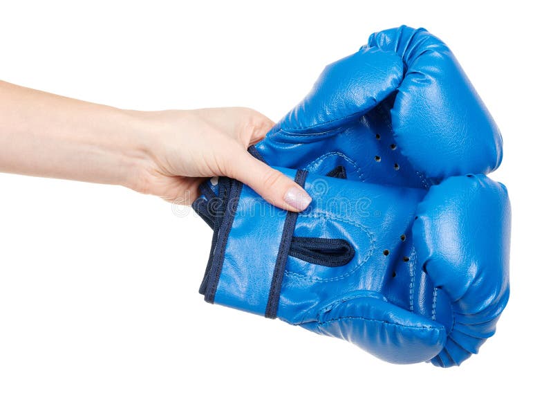 Hand with Blue Boxing Gloves Isolated on White Background Stock Image ...
