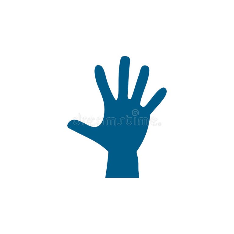 Hand Blue Icon on White Background. Blue Flat Style Vector Illustration ...