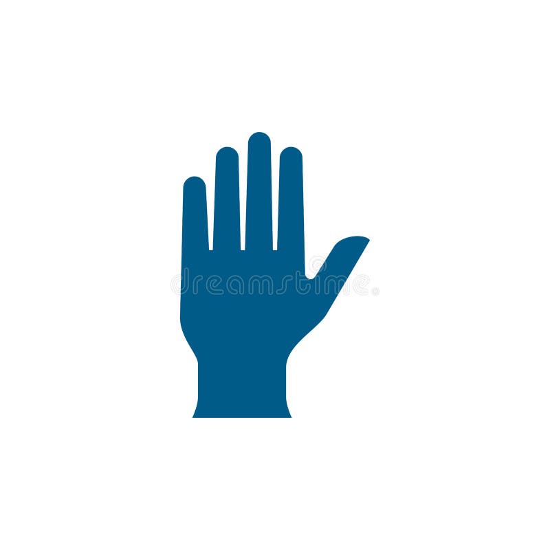 Hand Blue Icon on White Background. Blue Flat Style Vector Illustration ...