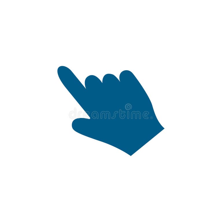 Hand Blue Icon on White Background. Blue Flat Style Vector Illustration ...