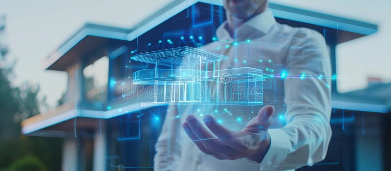 Blueprint or Digital Project of Architecture of Building or House Stock ...