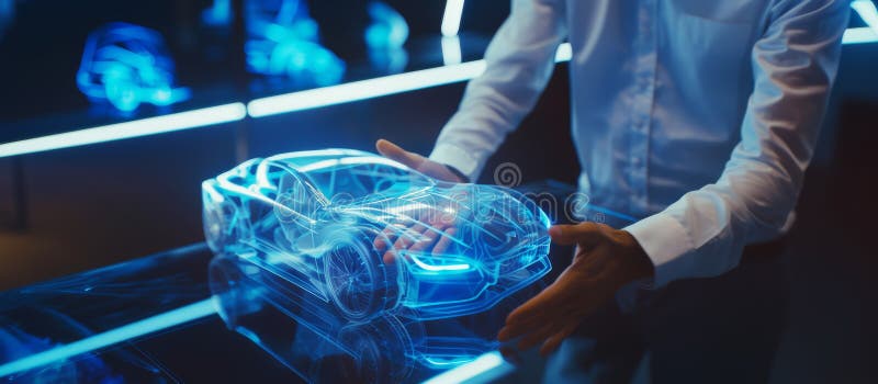 Blueprint or Digital Project of Virtual Electric Car Stock Illustration ...