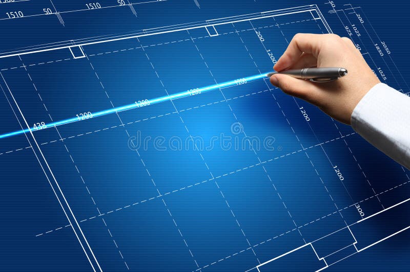 Hand and blueprint stock image. Image of idea, male, engineering - 23124833
