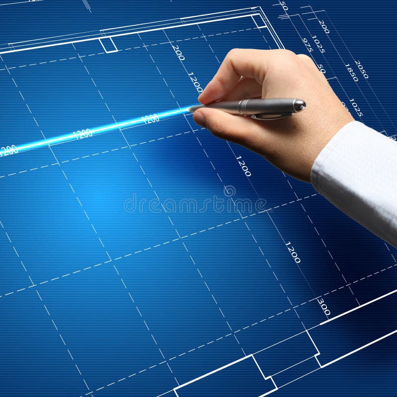Hand and blueprint stock photo. Image of note, diagram - 38401048