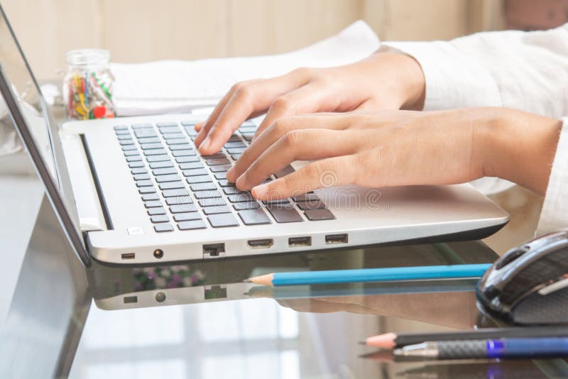 Hand and board on a laptop stock image. Image of workplace - 152700791