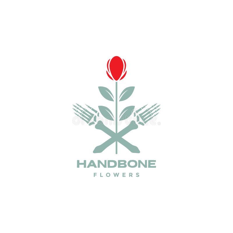 Hand Bones with Flowers Rose Logo Design Vector Stock Vector ...