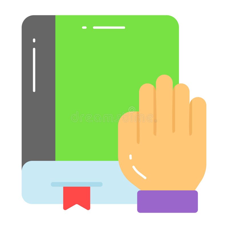 Hand on Book Showing Concept of Oath Vector, Oath Book Icon Stock ...