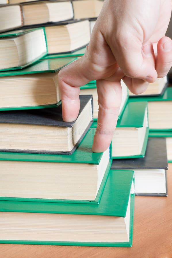 Hand on the books. stock image. Image of cover, textbooks - 47398259
