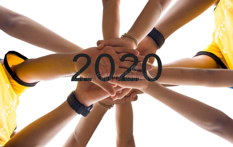 Hand Boom of Team Work from Bottom View Stock Image - Image of unity ...