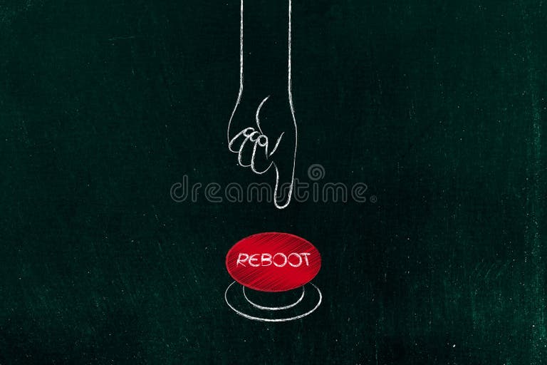 Hand Bout To Push a Big Red Reboot Button Stock Illustration ...