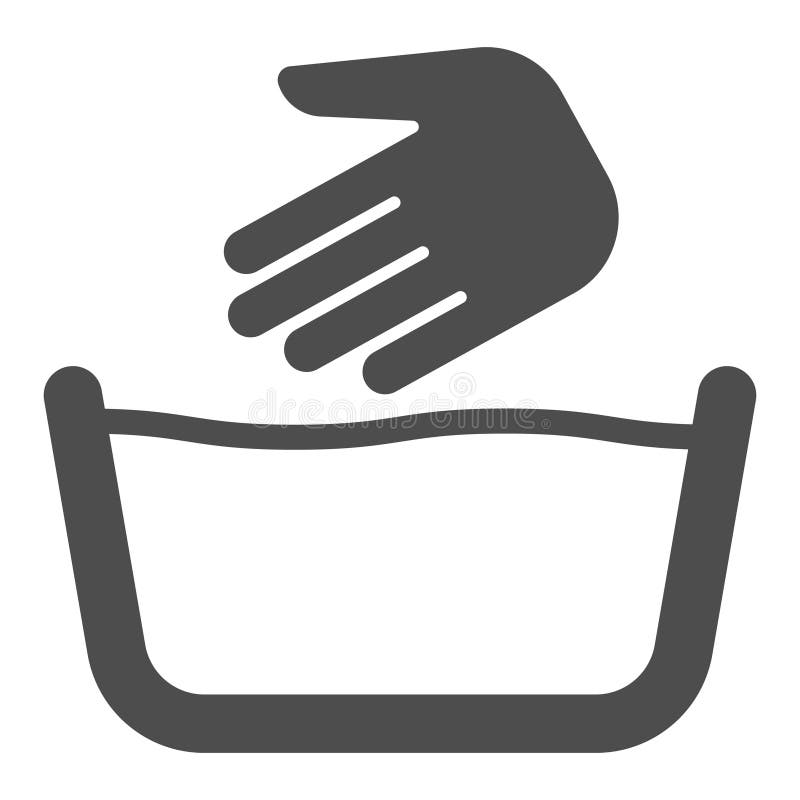 Hand with Bowled Water Basin Solid Icon, Laundry Service Concept ...