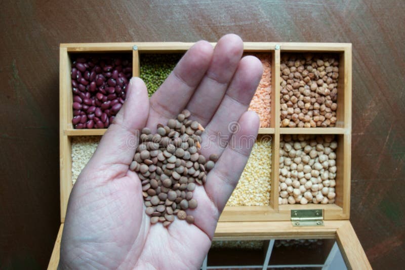 A Box of Different Kinds of Lentils Stock Image - Image of pulses ...