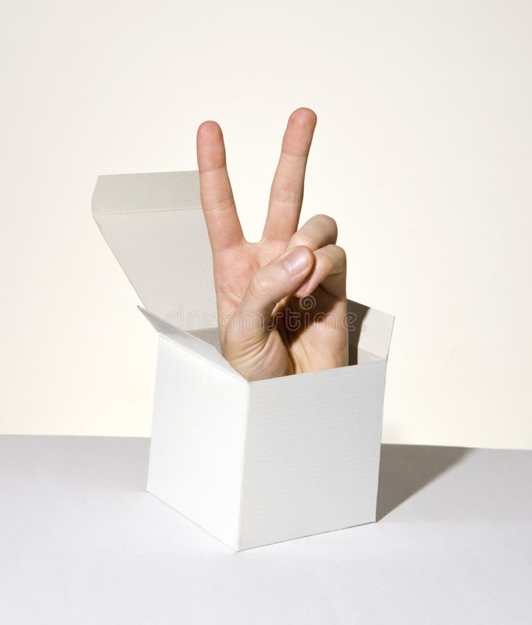 Hand in Box Showing Peace Sign Stock Photo - Image of symbolism ...
