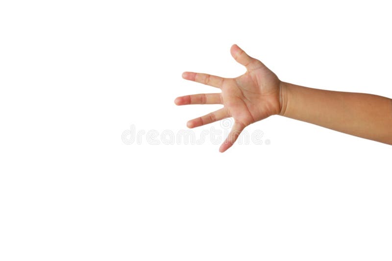 Hand of Boy in an Outstretched Pose with Fingers Spread on a White ...