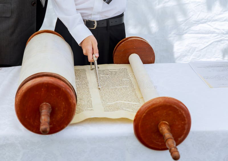 Hand of Boy Reading the Jewish Torah at Bar Mitzvah Stock Image - Image ...
