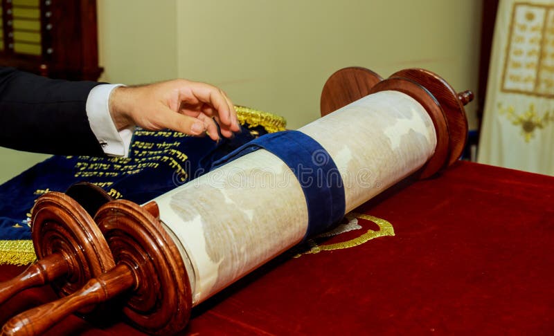 Hand of Boy Reading the Jewish Torah at Bar Mitzvah Stock Photo - Image ...