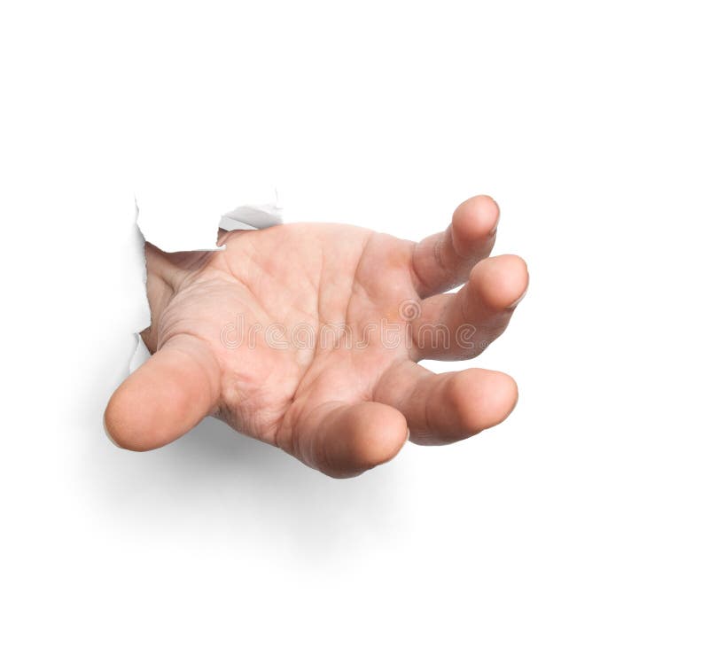 Hand break through paper stock photo. Image of power - 18342898