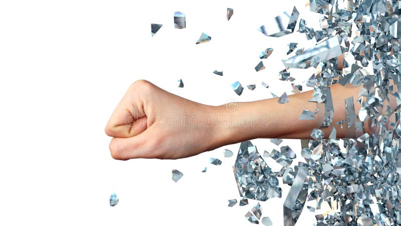 Hand Breaking through from Glass Wall. Abstract 3D Illustration Stock ... Hand Breaking through from Glass Wall. Abstract 3D Illustration Stock ...