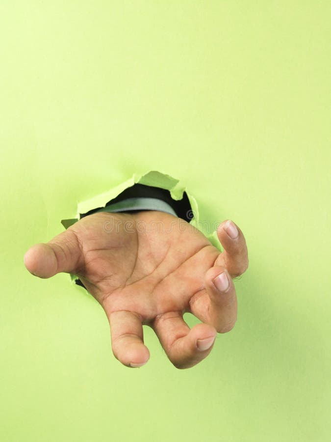 Hand Breaking through Paper Stock Image - Image of asking, human: 8672315