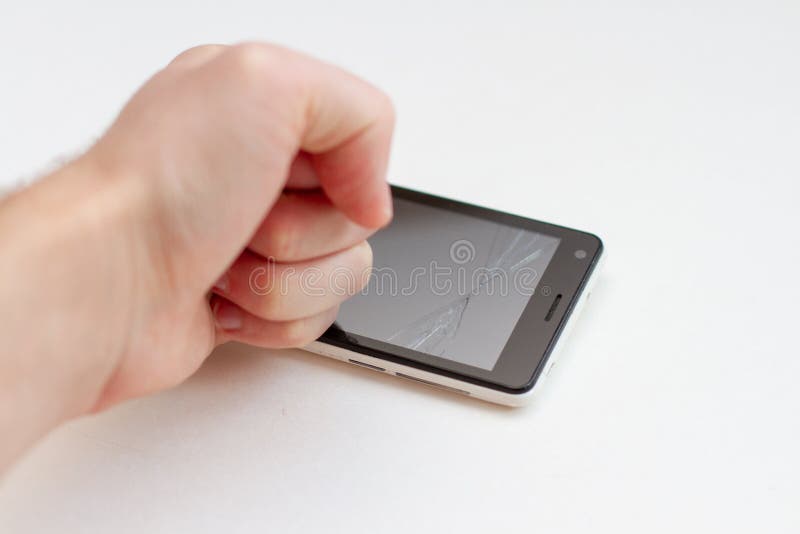 Hand breaks the smartphone stock photo. Image of broken - 150944628