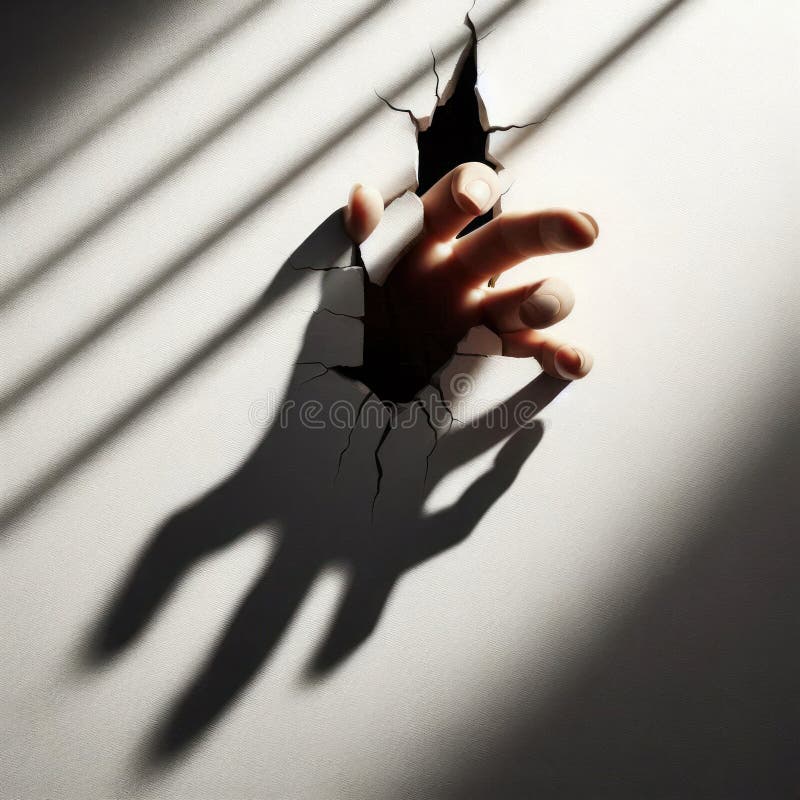 A Hand that Breaks through a Wall. Stock Image - Image of fracture ...