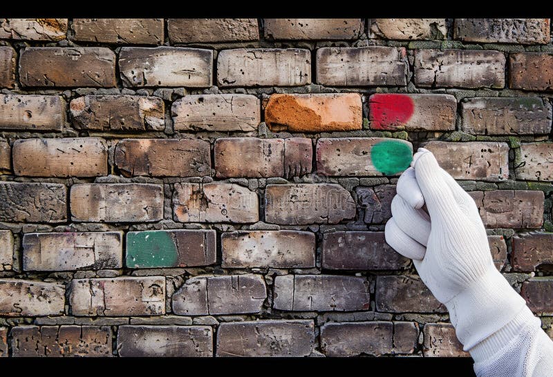 Hand on a brick wall stock image. Image of mason, level - 312903141