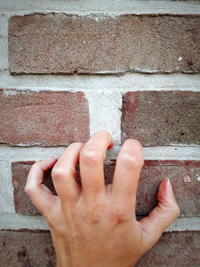 Hand on brick wall stock photo. Image of wall, closeup - 126861616