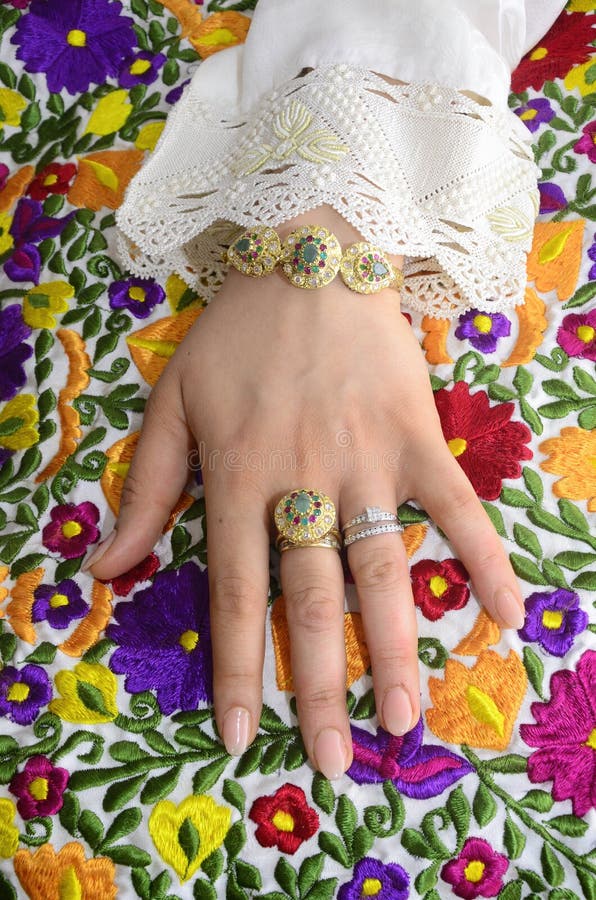 Hand of the Bride`s Hand with Wedding Ring and Bracelet. Stock Photo ...