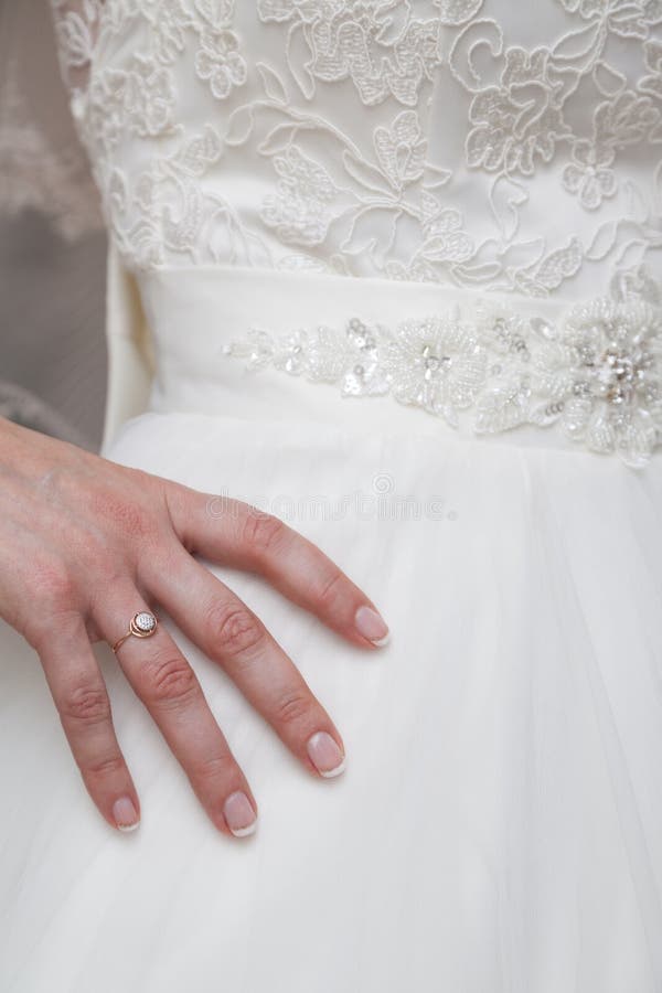 Hand of Bride with Wedding Ring Stock Photo - Image of bonding, love ...