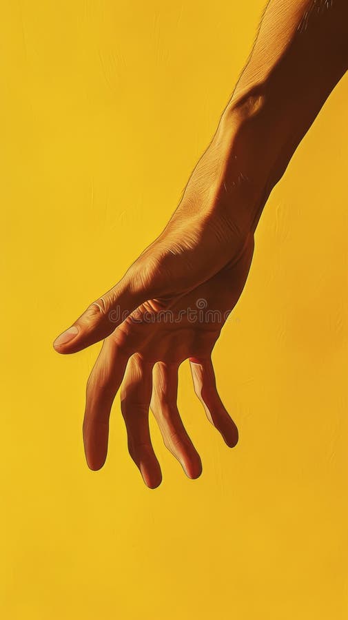 Hand on Bright Yellow Background Stock Photo - Image of shadow ...