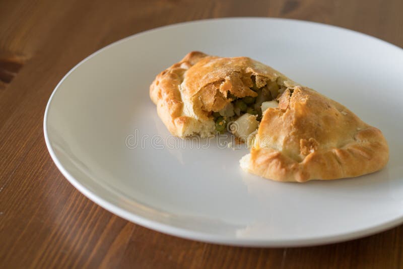 Hand Broken Pasty on a White Plate Stock Image - Image of traditional ...