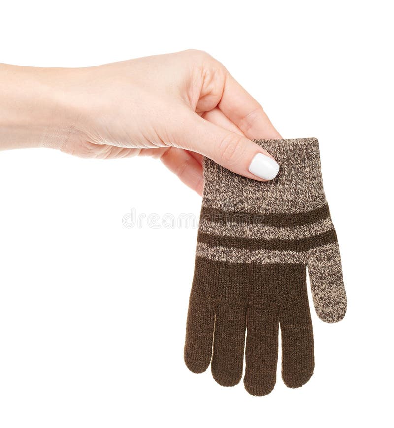 Hand with Brown Child Gloves Isolated on White Background Stock Image ...