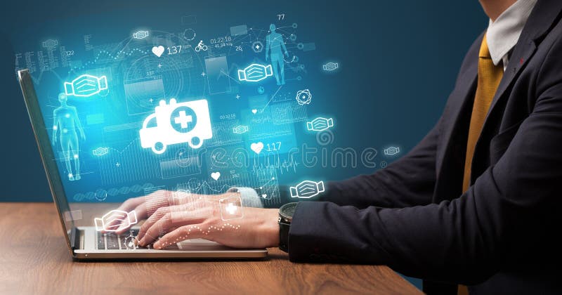 Hand Browsing on the Internet for Medical Issues Stock Image - Image of ...