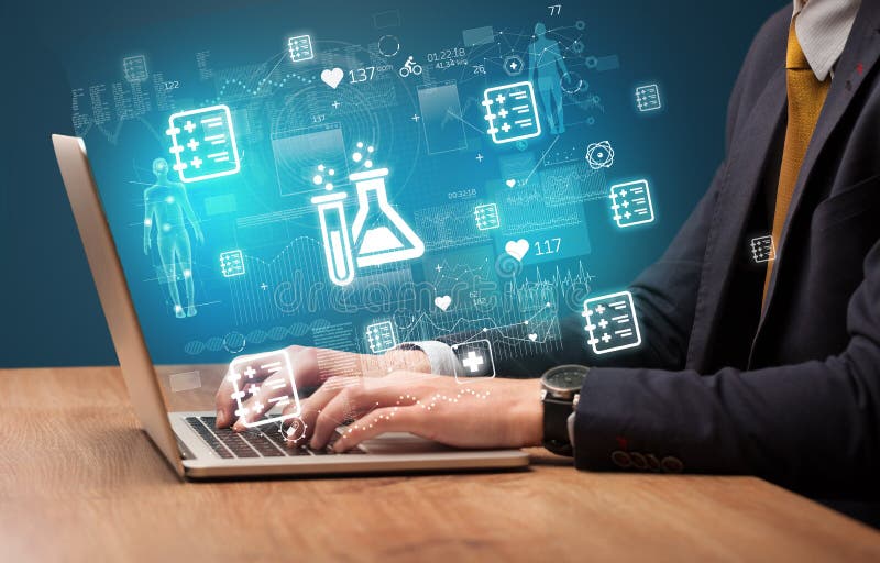 Hand Browsing on the Internet for Medical Issues Stock Photo - Image of ...