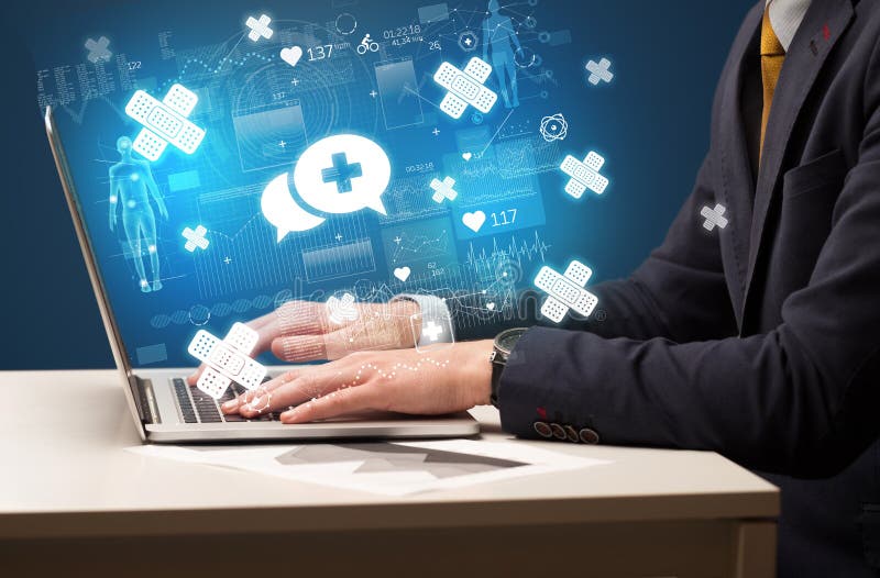 Hand Browsing on the Internet for Medical Issues Stock Image - Image of ...