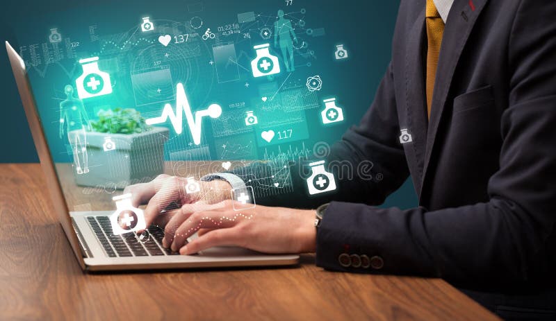 Hand Browsing on the Internet for Medical Issues Stock Image - Image of ...